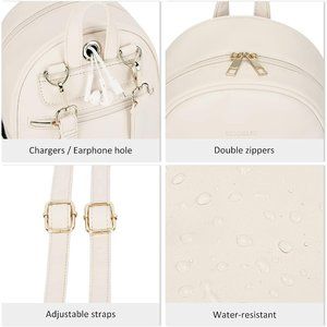 Bags | Women Beige Leather Cute Bowknot Small Backpack With Charm ...